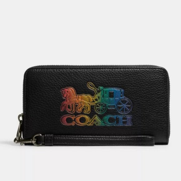 Coach | Bags | Coach Leather Long Zip Around Wallet With Horse And ...